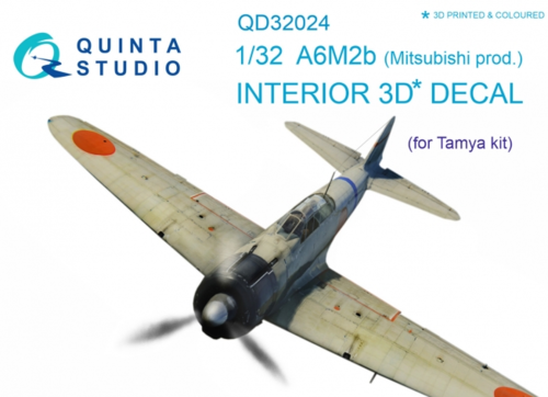 Quinta Studio QD32024 A6M2b (Mitsubishi prod.) 3D-Printed & coloured Interior on decal paper