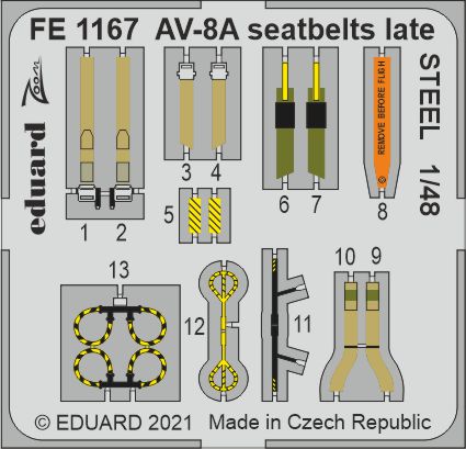 DISCONTINUED Eduard FE1167 AV-8A seatbelts late STEEL KINETIC