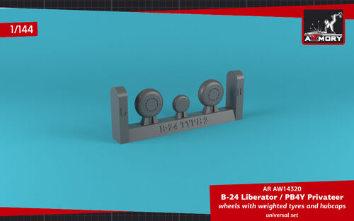 Armory Models Group AW14320 B-24 Liberator / PB4Y Privateer wheels w/ weighted tires, cross thread (FS) & hubcaps