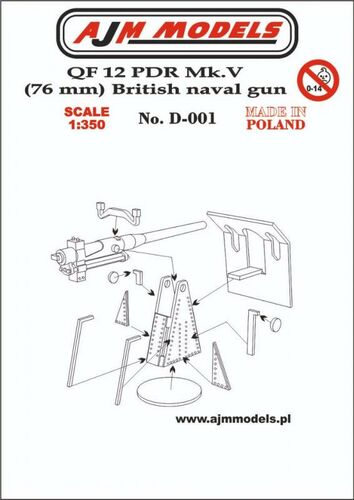 AJM Models D-001 QF 12 PDR MK.V (76 mm) British naval gun