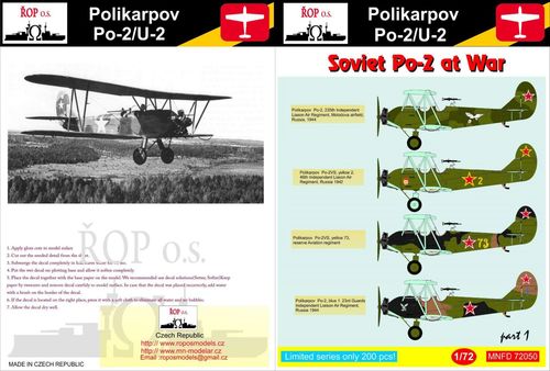 Ropos Models MNFDL72050 Polikarpov Po-2/U-2 - Soviet Po-2 at War