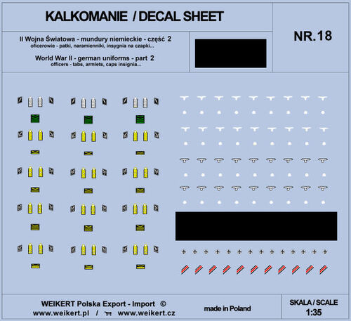 Weikert Decals DEC218 Mundury niemieckie - patki, naramienniki, insygnia na czapki - WAFFEN SS - ver.2 - vol.18