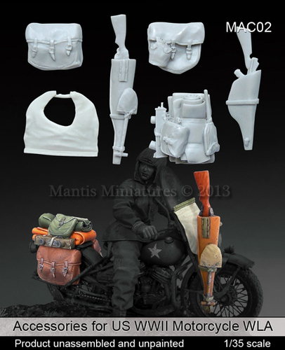 Mantis Miniatures MAC02 Accessories for US WW2 Motorcycle WLA