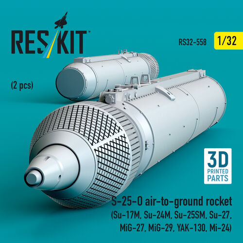 RES/KIT 32-0558 S-25-O Air-To-Ground Rocket (2pcs) (Su-17M, Su-24M, Su-25SM, Su-27, MiG-27, MiG-29, YAK-130, Mi-24) (3D Printed)