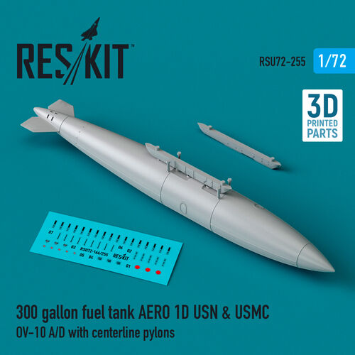DISCONTINUED RES/KIT U72-0255 300 Gallon Fuel Tank AERO 1D USN And USMC (1pc) (OV-10 A/D With Centerline Pylons) (3D Printed)