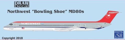 Draw Decal 44-DC9-05A McDonnell Douglas MD-80 - Northwest "Bowling Shoe"