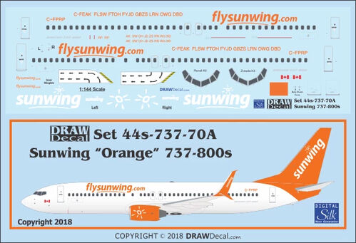 Draw Decal 44-737-70A Boeing 737-800 - Sunwing "Orange"