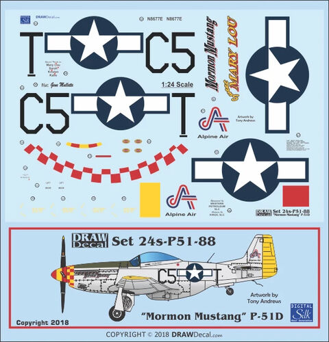 Draw Decal 24-P51-88 North American P-51 D - "Mormon Mustang" Gathering of Mustangs Legends (1999)