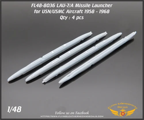 Flying Leathernecks 48-8036 LAU-7/A Missile Launcher for USN/USMC Aircrafts (1958-1968) - 3D-Printed (4 pcs)