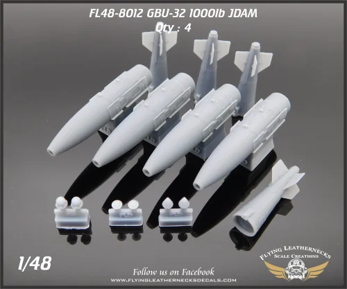 Flying Leathernecks 48-8012 GBU-32 1000lb JDAM - 3D-Printed (4 pcs)