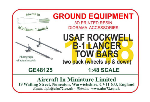 Aircraft In Miniature Ltd GE48125 Rockwell B-1 Lancer Towbars - 2 pcs, wheels up & down (for Monogram and Revell kits)