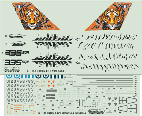 Model Maker Decals D72128 Greek F-16 Nato Tiger Meet 2016