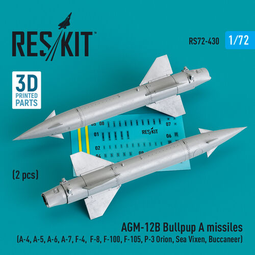 RES/KIT 72-0430 AGM-12B Bullpup A Missiles (2 pcs) (A-4, A-5, A-6, A-7, F-4, F-8, F-100, F-105, P-3 Orion, Sea Vixen, Buccaneer)