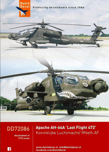 Dutch Decal 72086 Apache AH-64A Last Flight 472 Konninklijke Luchtmacht/ RNeth.AF