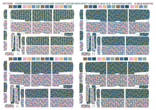 Aviattic ATT72020 Fokker DVII (Albatros/OAW built) - 4 colour “lozenge” factory fresh effect with linen, blue, lilac and lozenge tapes