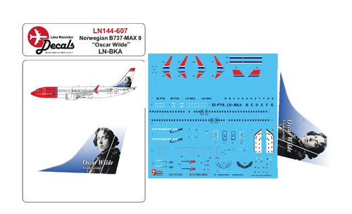 Lima November Decals 144-607 Boeing 737 Max 8 - Norwegian LN-BKA "Oscar Wilde"