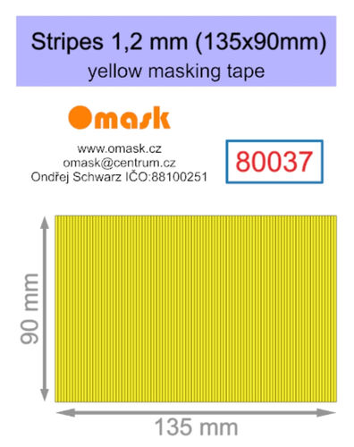 Omask 80037 Stripes 1,2 mm (135 x 90 mm) Yellow Masking tape