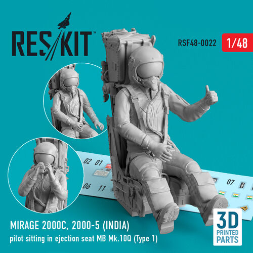 DISCONTINUED RES/KIT F48-0022 Mirage 2000C, 2000-5 (INDIA) Pilot Sitting In Ejection Seat MB Mk.10Q (Type 1)
