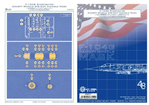 Galaxy-Model C48027 Lockheed F-104 G Starfighter - Canopy&Wheels Die-cut Flexible Mask (for Ammo 8504)