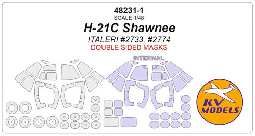 KV Models 48231-1 H-21C Shawnee (ITALERI #2733, #2774) - Double Sided And Wheels Masks