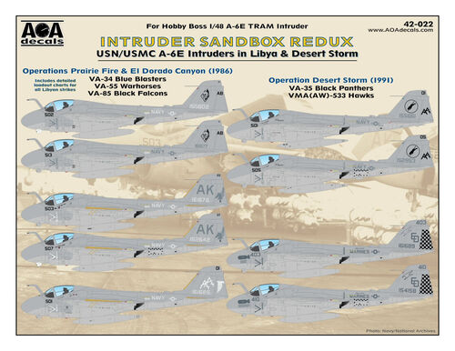 AOA decals 48-022 Intruder Sandbox Redux - USN/USMC A-6E Intruders In Libya And Desert Storm (For HobbyBoss)