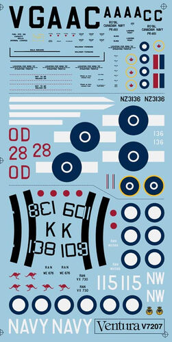 Ventura 7207 Australian Sea Furies, RNZAF P-40 and Canadian Seafire Mk.XV (5 schemes)