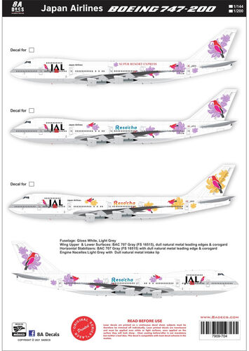 8aDecs 7909-704-144-RY JAPAN AIRLINES BOEING 747-200 (Resocha Yellow)