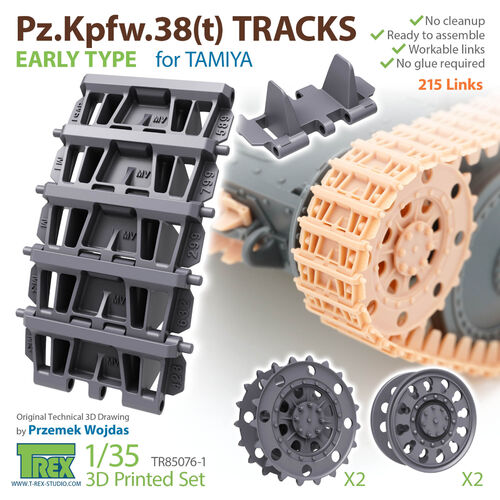 T-Rex Studio 85076-1 Pz.Kpfw.38(t) Tracks Early Type For TAMIYA