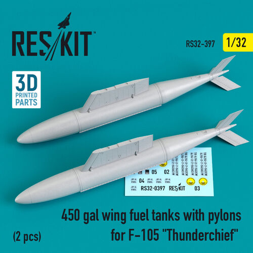 RES/KIT 32-0397 450 Gal Wing Fuel Tanks With Pylons For F-105 "Thunderchief" (2 pcs)