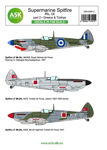 Art Scale Kit D48011 Spitfire Mk.IXc And Mk.IXe Part 2 - Greece, Turkiye (Limited Edition)