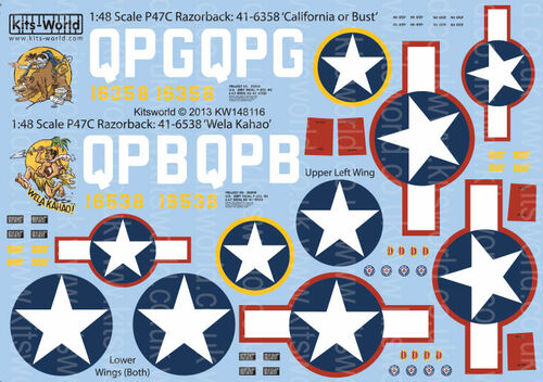 Kits World 148116 Republic P-47 C Thunderbolt Razorback ('California or Bust' / 'Wela Kahao')