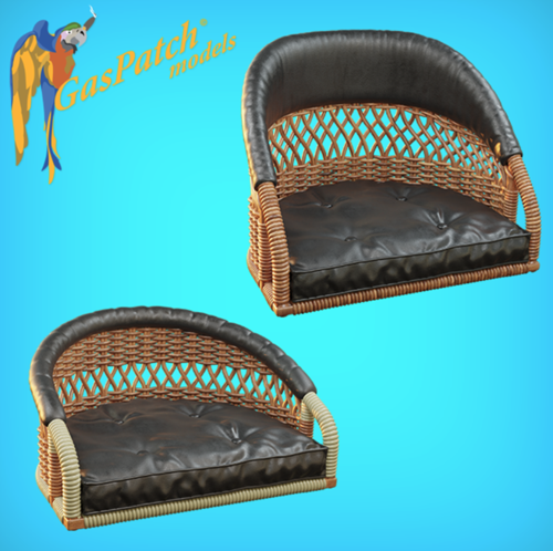 Gaspatch Models 23-16268 Wicker seat perforated back – shorty small leather pad- tall big leather pad