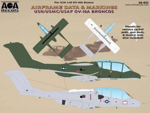 AOA decals 48-021 Airframe Data & Markings - USN/ USMC/ USAF OV-10A Broncos