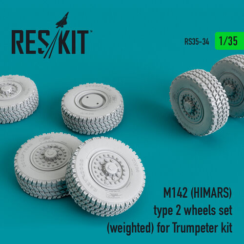 DISCONTINUED RES/KIT 35-0034 M142 HIMARS type 2 wheels set weighted for Trumpeter kit