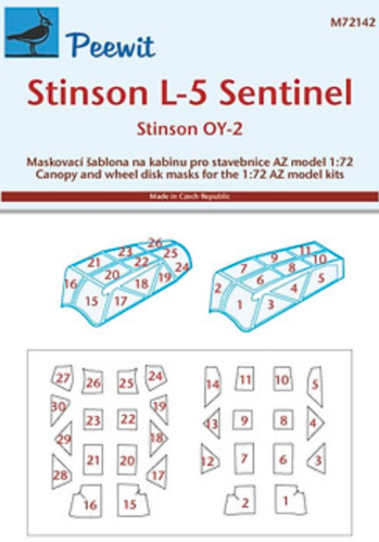 Peewit 72142 Canopy mask for Stinson L-5 Sentinel / Stinson OY-2 AZ model