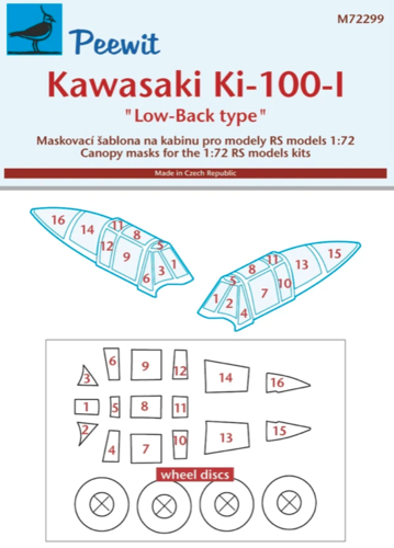 Peewit 72299 Canopy mask for Kawasaki Ki-100-I Low-Back type RS models