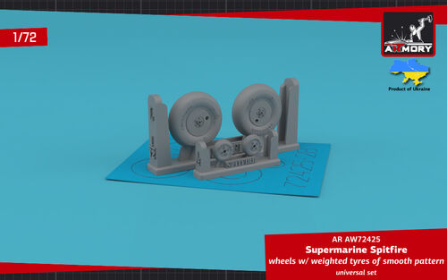 Armory Models Group AW72425 Supermarine Spitfire wheels w/ weighted tyres of smooth pattern & covered hubs