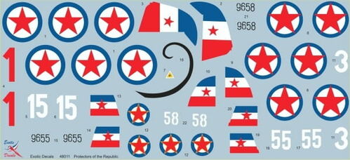 Exotic Decals 48011 Protectors of the Republic ME 109G in Yugoslav Service