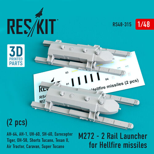 DISCONTINUED RES/KIT 48-0315 M272 - 2 Rail Launcher for Hellfire missiles (2 pcs) (AH-64, AH-1, UH-60, SH-60, Eurocopter Tiger, OH-58, Shorts Tucano, Texan II, Air Tractor, Caravan, Super Tucano)