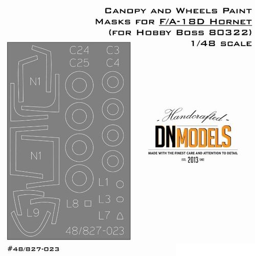 DN Models 48-827-023 Canopy And Wheels Paint Masks For F/A-18D Hornet (For Hobby Boss)