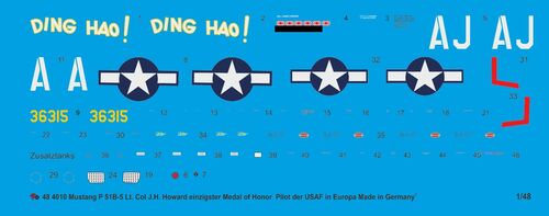 Peddinghaus-Decals 4010 Mustang P 51B-5 Lt. Col. J.H. Howard Only Medal Of Honor Pilot Of The USAF In Europe