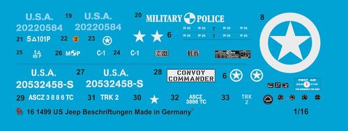 Peddinghaus-Decals 1499 US Jeep Markings No. 2 - Military, Police And Other
