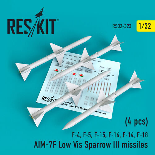 DISCONTINUED RES/KIT 32-0323 AIM-7F Low Vis Sparrow III missiles (4pcs) (F-4, F-5, F-15, F-16, F-14, F-18)
