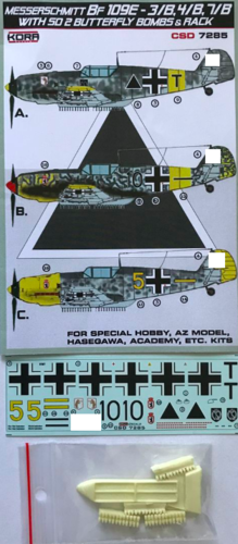 Kora Models CSD7285 Messerschmitt Bf 109E-3/4/7/B, with SD 2 Butterfly bombs and rack