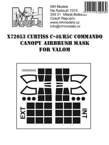 MH Models X72053 Curtiss C-46 / R5C Commando canopy airbrush mask