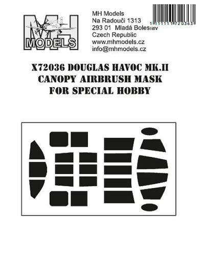 MH Models X72036 Douglas Havoc Mk.II Canopy airbrush mask