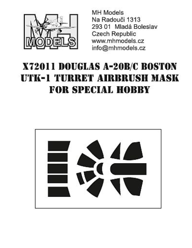 MH Models X72011 Douglas A-20B/C Boston UTK-1 turret canopy airbrush mask
