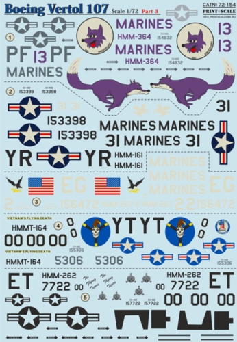 Print Scale 72-154 Boeing-Vertol 107 Part 3 The complete set 1,5 leaf