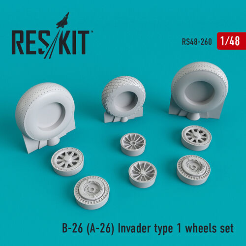 DISCONTINUED RES/KIT 48-0260 B-26 (A-26) Invader type 1 wheels set