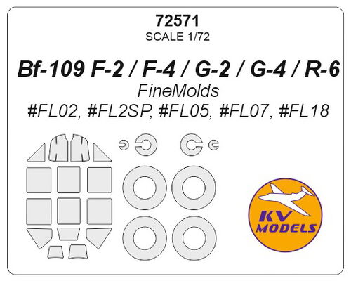 KV Models 72571 Bf-109 F-2 / F-4 / G-2 / G-4 / R-6 (FineMolds) + wheels masks